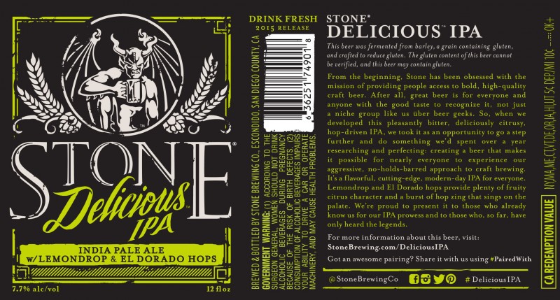 Stone Brewing Co. Releases Gluten Friendly Stone Delicious IPA 1/5/15 ...