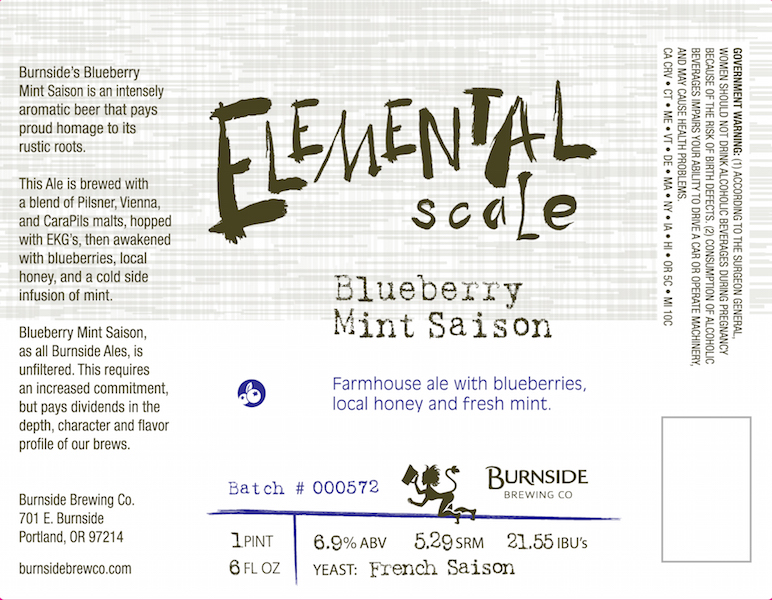 Burnside Brewing Introduces Elemental Scale: Blueberry Mint Saison ...